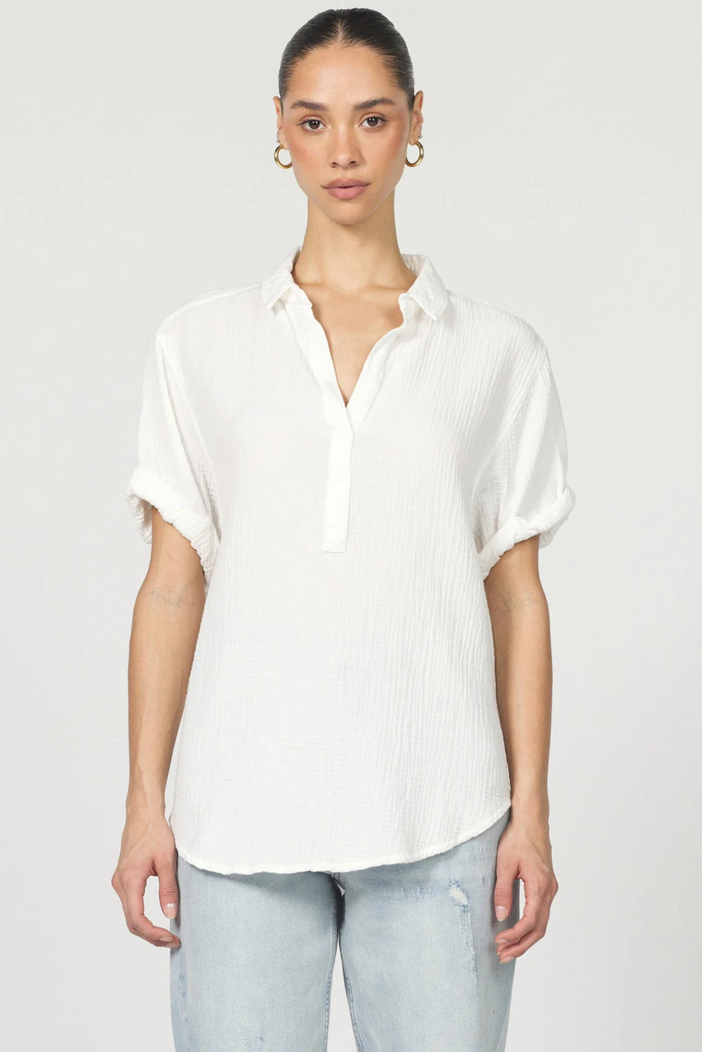 Dear John Tish White Gauze Top – Bronze Seal