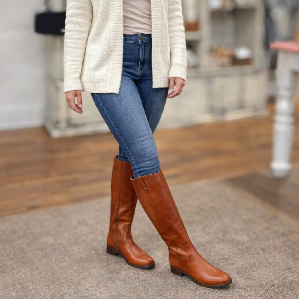 INC International Concepts Frawn Women's Brown Leather Knee-High Boots ...
